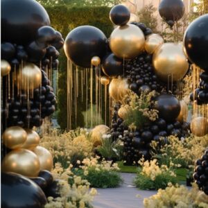 412pcs Metallic Gold Balloon Garland Arch Kit 18 12 10 5 Inch Different Sizes Latex Chrome Balloons for Baby Shower Birthday Graduation Wedding Anniversary Celebration Party Decoration