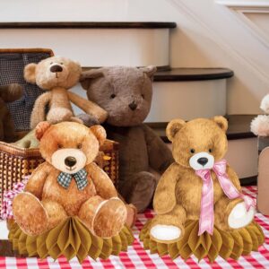 10pcs Bear Baby Shower Honeycomb Centerpieces Bear Birthday Party Supplies Bear Baby Shower Decorations Teddy Bear Table Toppers for Teddy Bear Themed Baby Shower We Can Bearly Wait Party Supplies