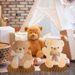 9pcs Teddy Bear Honeycomb Centerpieces Teddy Bear Baby Shower Decorations Bear Themed Table Decorations for Kids Teddy Bear Themed Birthday Party Gender Reveal Party Baby Shower Supplies