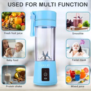 Juice Jet, Portable Blender, Mixer, USB Rechargeble, Personal Blender, Handheld Blender, Travel, Gym, Home, Outdoor, Office (Blue)