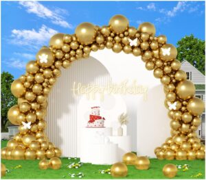 412pcs metallic gold balloon garland arch kit 18 12 10 5 inch different sizes latex chrome balloons for baby shower birthday graduation wedding anniversary celebration party decoration