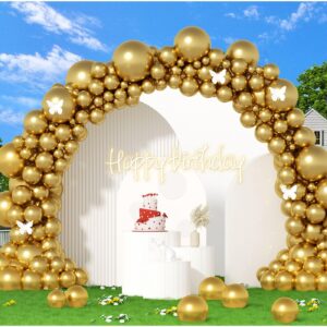 412pcs Metallic Gold Balloon Garland Arch Kit 18 12 10 5 Inch Different Sizes Latex Chrome Balloons for Baby Shower Birthday Graduation Wedding Anniversary Celebration Party Decoration