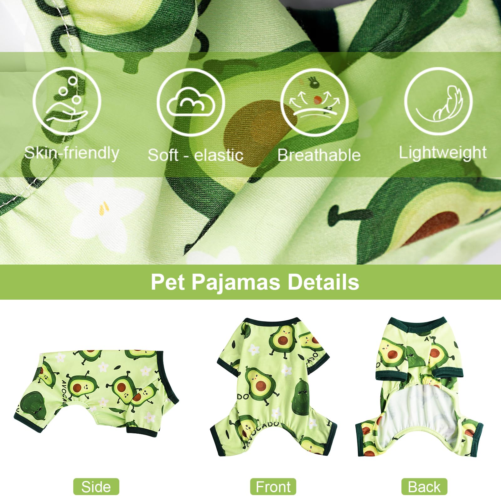 Dog Pajamas Pjs Soft Stretchy Dog Clothes for Small Dogs Girl Boy Medium Size Dogs Spring Summer Puppy Clothes Doggie Onesies Cat Pet Jammies Outfit (Avocado Green, X-Small)