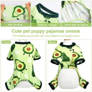 Dog Pajamas Pjs Soft Stretchy Dog Clothes for Small Dogs Girl Boy Medium Size Dogs Spring Summer Puppy Clothes Doggie Onesies Cat Pet Jammies Outfit (Avocado Green, X-Small)