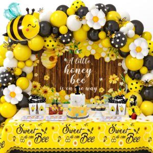 winrayk 133pcs bee birthday party decorations supplies bee baby shower decorations honey bee balloon arch kit sweet as can bee tablecloth backdrop bee wall decor gender reveal bumble bee decorations