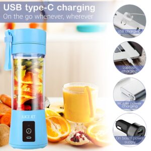 Juice Jet, Portable Blender, Mixer, USB Rechargeble, Personal Blender, Handheld Blender, Travel, Gym, Home, Outdoor, Office (Blue)