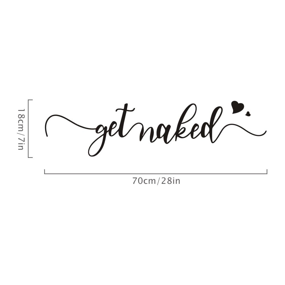 Get Naked Bathroom Decals,Funny Wall Sticker Decor,Letter Print Minimalism Wall Art 28×7In