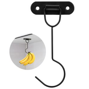 dajiang banana hook, metal banana hanger under cabinet to keep bananas fresh, banana holder for bananas or other kitchen items (absolute black)