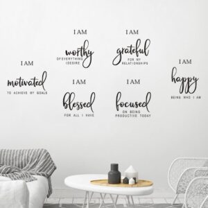 inspirational wall decals- motivational wall stickers - office & bedroom wall art decor - positive quotes & sayings - daily affirmations for men, women & kids