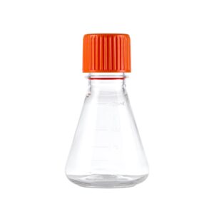 pekybio sterile plastic erlenmeyer flask 125ml graduated flask with vented cap, individually wrapped, pack of 12