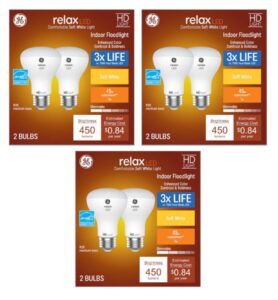 ge relax 6-pack r20 45-watt equivalent soft white dimmable led light fixture light bulbs