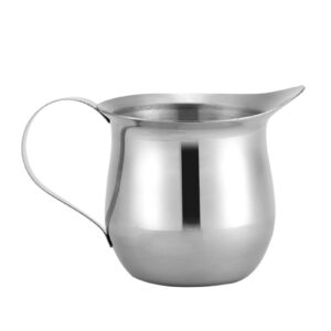 joyzan stainless steel bell creamer, espresso shot frothing pitcher cup handle 3oz serving cream pouring spout jug coffee latte tea milk jam maple syrup sauce salad dressing restaurant kitchen art