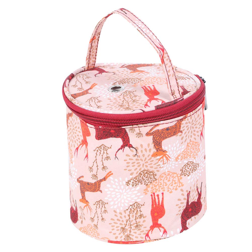 Knitting Storage Bag, Small Yarn Organizer Portable Crochet Bags Tote Mini Drum Crocheting Hooks Set Case Sewing Suppliers Basket Zipper Closure Store Skein Ball Short Needles Mother Gift Beginner