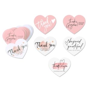 gincevhy 150 pcs love heart shaped thank you cards, 2.36 x 2.76 blank notecards for handwritten message, greeting cards for wedding, baby shower, small business, all occasion