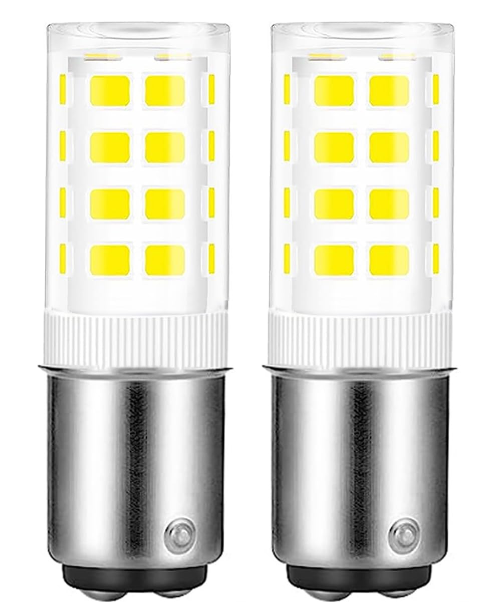 SSXBF BA15D LED Double Contact Bayonet Base 120 Volts 4W Bulb，Daylight 6000K,40W Halogen Replacement Bulb，Sewing Machine Bulbs Pack of 2……