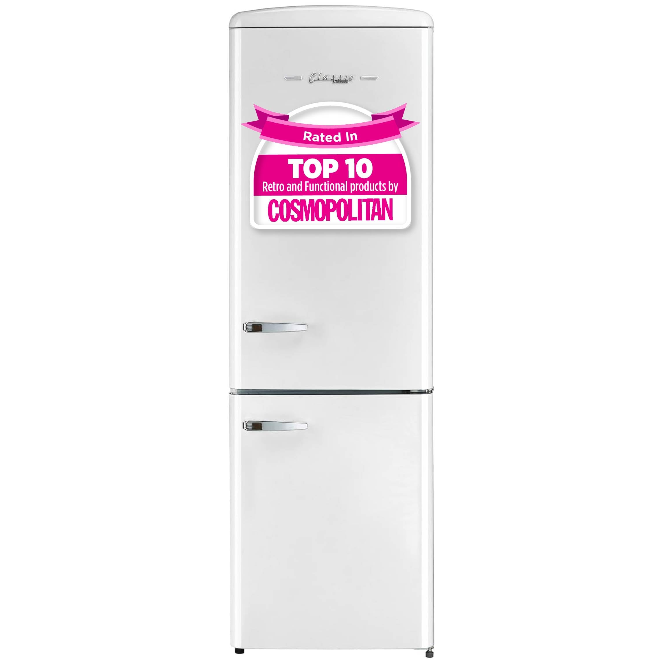 Unique Appliances UGP-330L W AC Classic Retro Refrigerator Electric Bottom-Mount Fridge with Intuitive Control Panel, 4 Glass Shelves, and 3 Freezer Drawers, Frost-Free, 12 cu./ft, Marshmallow White