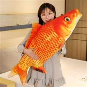 xiaohong 31 inch 3d giant soft fish cushion carp plush pillow plush throw pillow, red carp stuffed toy, fish plush toy for home decoration kids pillow gift