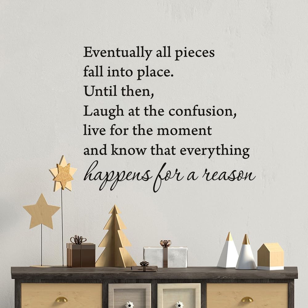 Eventually All Pieces Fall into Place Inspirational Quotes Wall Decals Saying Vinyl Wall Art Sticker Home Decor 22×19In