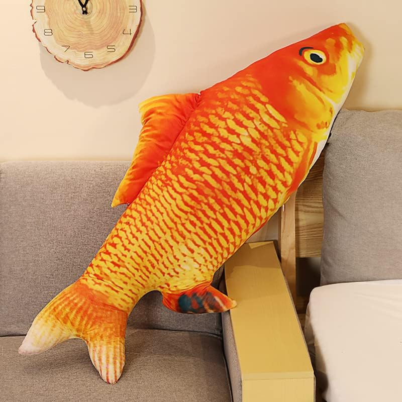 XIAOHONG 31 Inch 3D Giant Soft Fish Cushion Carp Plush Pillow Plush Throw Pillow, Red Carp Stuffed Toy, Fish Plush Toy for Home Decoration Kids Pillow Gift