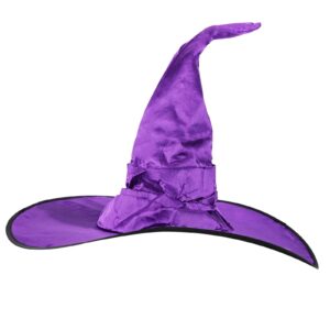 luter halloween witch hat, 17.7x17.7 inch ruched witch hat wizard hat decoration pointed costume witch hat for kids cosplay accessories for halloween party masquerade (purple)