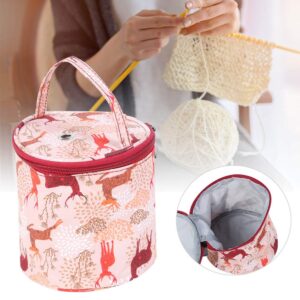 Knitting Storage Bag, Small Yarn Organizer Portable Crochet Bags Tote Mini Drum Crocheting Hooks Set Case Sewing Suppliers Basket Zipper Closure Store Skein Ball Short Needles Mother Gift Beginner