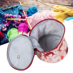 Knitting Storage Bag, Small Yarn Organizer Portable Crochet Bags Tote Mini Drum Crocheting Hooks Set Case Sewing Suppliers Basket Zipper Closure Store Skein Ball Short Needles Mother Gift Beginner