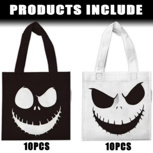 20 Pcs Nightmare Favor Bags, Treat Candy Goodie Gift Non-woven Bags Reusable for Halloween Nightmare Baby Birthday Party Supplies Baby Shower Skeleton Demon Theme Party Decorations