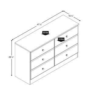 Prepac Astrid 6-Drawer Dresser, Drifted Gray & Astrid 4-Drawer Dresser, Drifted Gray