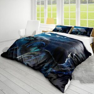 PONNYC MH Dragon Hunter Game Duvet Cover Soft 3D Printed Bedding Set with Comforter Cover 3 Piece Set Includes 2 Pillowcases and 1 Duvet Cover Machine Washable (03,King (104"x90"))