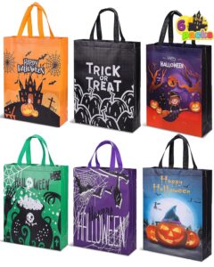 halloween trick or treat bags, large halloween tote bags with handles halloween candy bag reusable non-woven halloween bag for gifts wrapping, trick or treat, halloween party supplies 15"×11.8"×3.9"