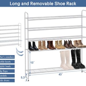 KEETDY Long 6 Tier Shoe Rack Organizer Tall Metal Shoe Organizer for Entryway Bedroom Floor Garage, Wide Shoe Shelf Storage Fits 42 Pairs Men Sneakers, Gray