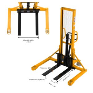 Apollo Manual Stacker Hand Pallet Forklift 1100lbs Capacity 63" Lifting Height with Straddle Legs, Adjustable Forks