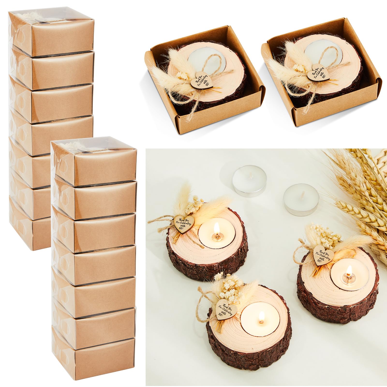 12 Pcs Wedding Favor Candle Holders Bridal Shower Favors Candles Rustic Wedding Favors Wedding Souvenirs for Guest Gifts Wedding Party Favors Wedding Decorations