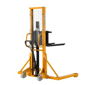 apollo manual stacker hand pallet forklift 1100lbs capacity 63" lifting height with straddle legs, adjustable forks