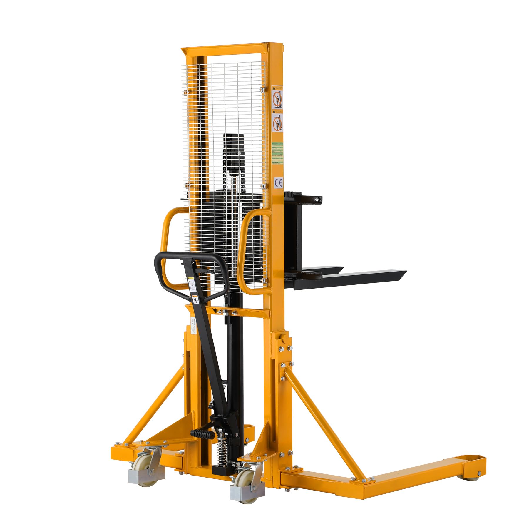 Apollo Manual Stacker Hand Pallet Forklift 1100lbs Capacity 63" Lifting Height with Straddle Legs, Adjustable Forks