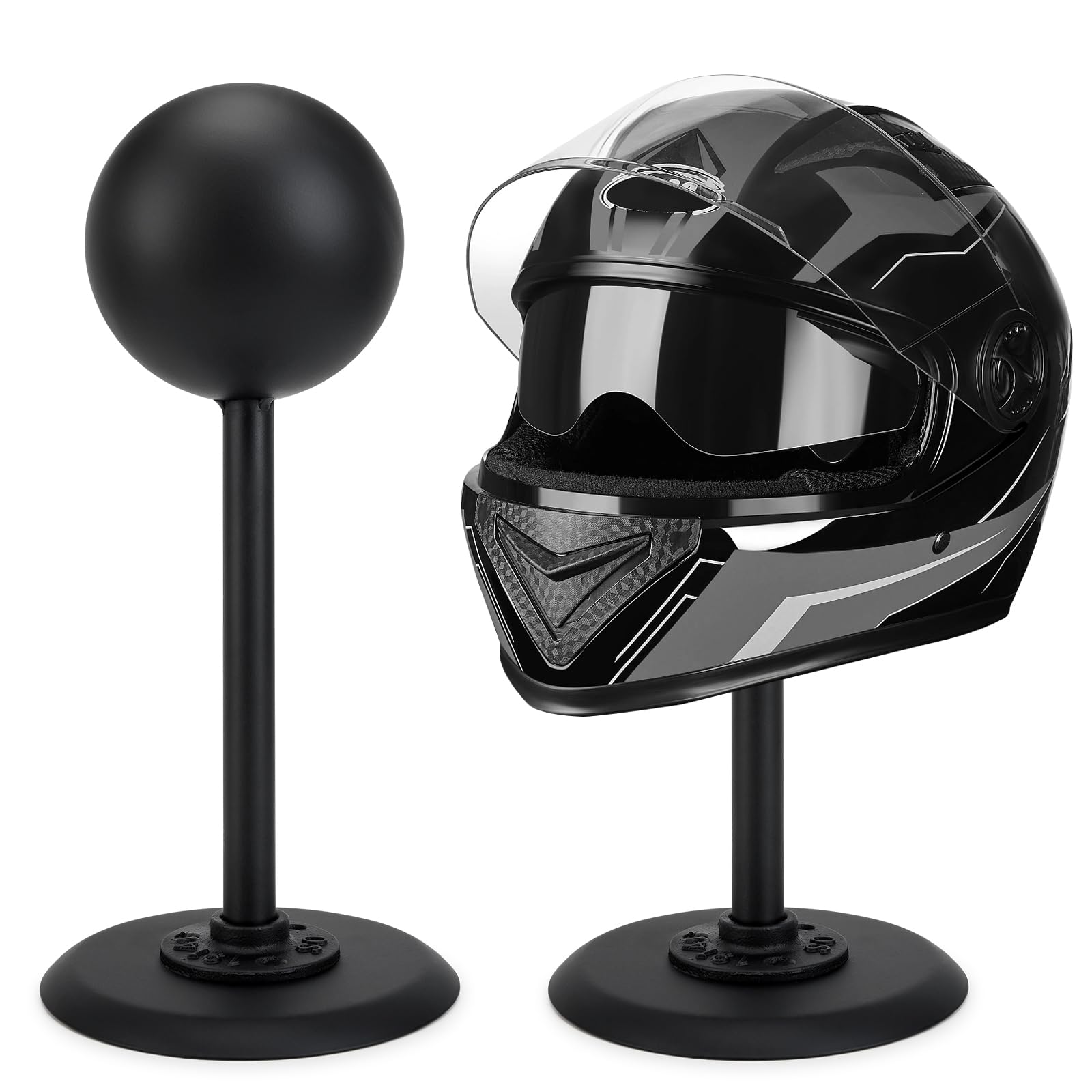 XIAO PEI Hat Holders Vintage Dome Shape Design Removable Metal Hat Rack/Helmet/Cap/Wig Storage Holder Display Stand. (2 Black)