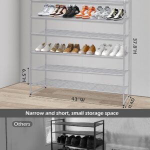 KEETDY Long 6 Tier Shoe Rack Organizer Tall Metal Shoe Organizer for Entryway Bedroom Floor Garage, Wide Shoe Shelf Storage Fits 42 Pairs Men Sneakers, Gray