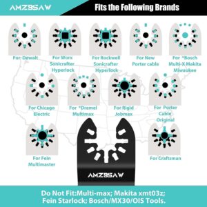 AMZBSAW 32PCS Titanium Oscillating Saw Blades Metal Cutting, Multi Tool Blades Kits for Metal Nails Hard Material and Wood Plastic, Oscillating Tool Blade Fit Dewalt Ryobi Bosch Milwaukee