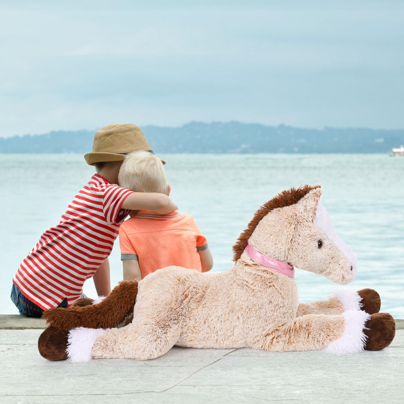 MaoGoLan Large Horse Plush Stuffed Animal, Big Horse Pillow Plush Toy, Ridable Huge Stuffed Pony, Giant Horse Plush Pillow for Kids 47 inches