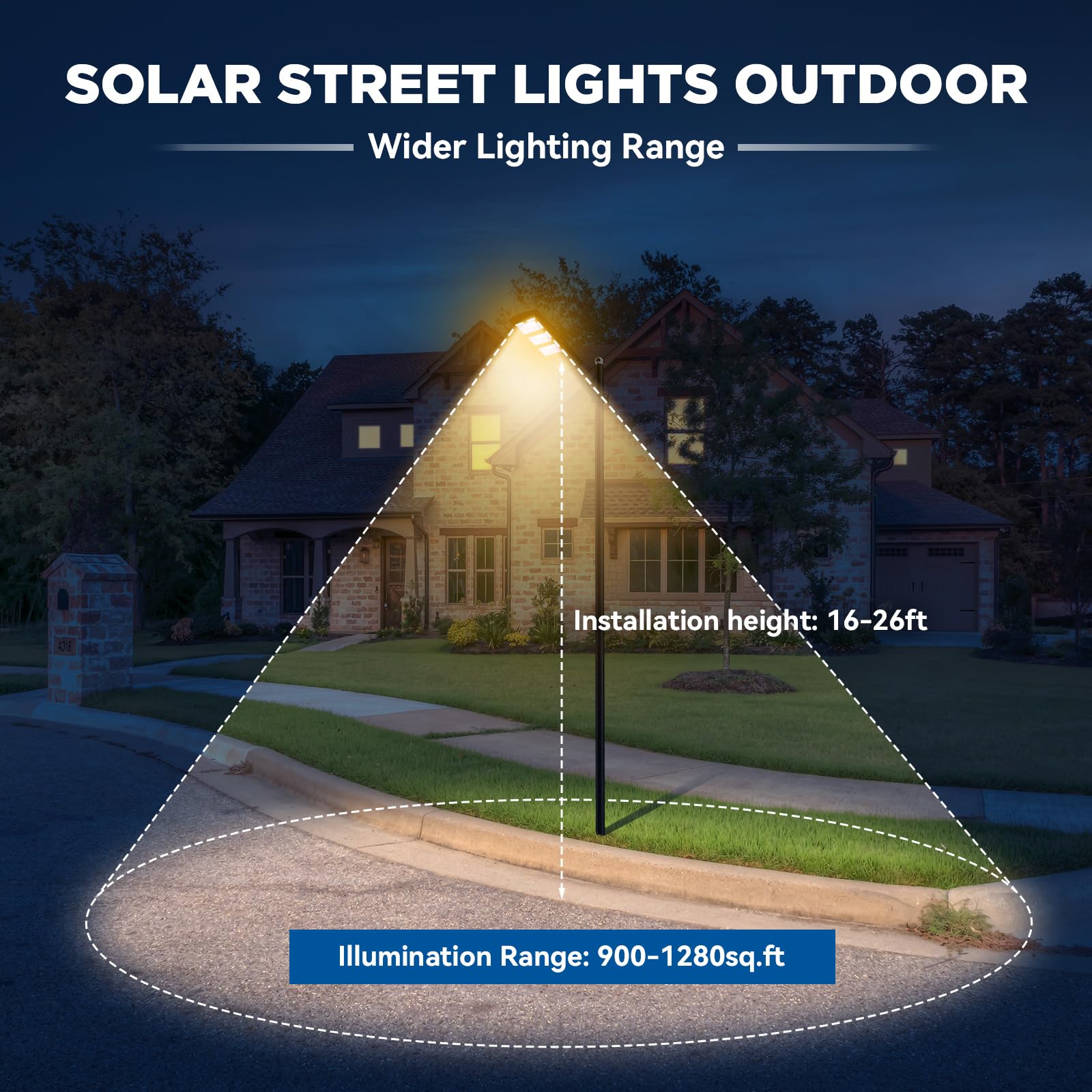 LANGY 90W Solar Street Lights Outdoor 12000LM Solar LED Street Light Solar Powered, Dusk to Dawn, Motion Sensor with Remote Control, IP66 Waterproof, for Commercial Grade Barn Sidewalk Garden