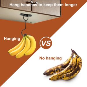 DAJIANG Banana Hook, Metal Banana Hanger Under Cabinet to Keep Bananas Fresh, Banana Holder for Bananas or Other Kitchen Items (Absolute Black)