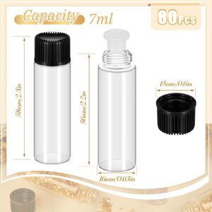 Lallisa 80 Pcs Clear Glass Vial Glass Sample Vial Clear Bottles with Screw Caps and Plastic Stopper Leakproof for Oil Sample Aromatherapy Fragrance Vials Lightweight Perfume Travel (7 ml)