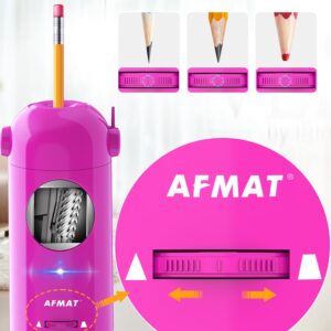 AFMAT Electric Pencil Sharpener for Colored Pencils, Fully Automatic Robot Pencil Sharpener, Auto in & Out, Rechargeable Hands-Free Pencil Sharpener for 7-11.5mm Jumbo Pencils, Home, Classroom