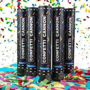 biodegradable confetti cannon party poppers - 5 pack party poppers confetti shooters for birthday graduation wedding new years eve celebration office prank, large confetti cannon