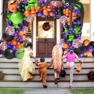 Halloween Balloons Garland Arch Kit, 143pcs Black Purple Orange Green Balloons Long Twisting Balloons for Halloween Themed Party Kids Halloween Birthday Hocus Pocus Party Haunted House Decorations…