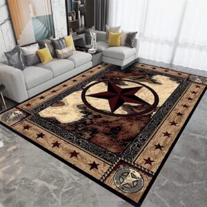 vintage rustic star area rugs,3x4ft,country decor rugs for living room,rustic runner rug,for door mat kitchen bathroom mat carpet bath mats home decoration for bedroom living (brown, 3x4ft)