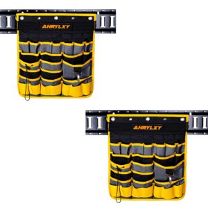 ahrylxy 2 pack e-track hanging tool organizer, e track wall hanging pocket tool holder, e-track accessories for enclosed trailer, garage warehouse and workshop, wall mount multi pockets tool organizer