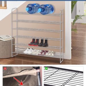 KEETDY Long 6 Tier Shoe Rack Organizer Tall Metal Shoe Organizer for Entryway Bedroom Floor Garage, Wide Shoe Shelf Storage Fits 42 Pairs Men Sneakers, Gray