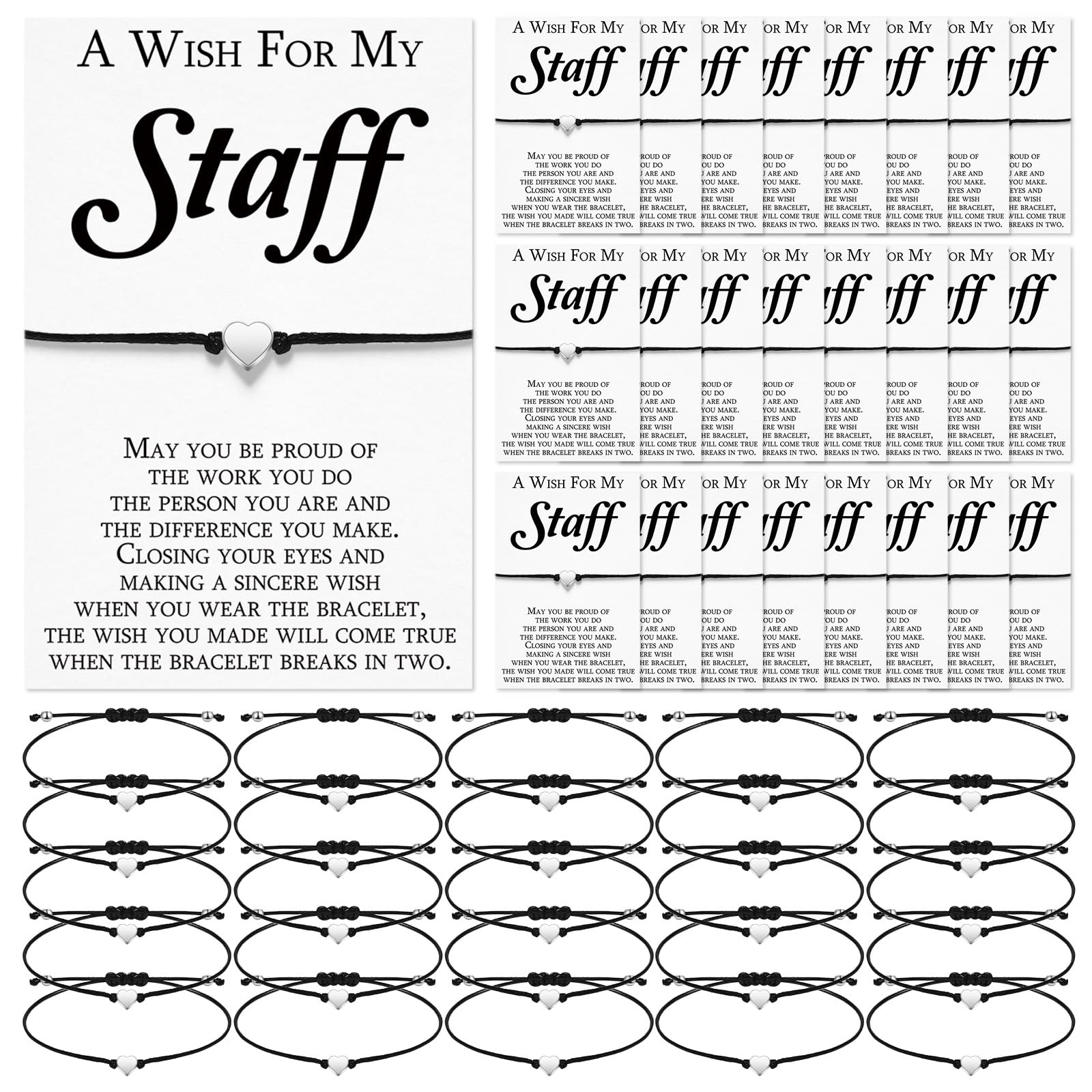 Colarr 25 Sets Staff Appreciation Gifts With Bracelets Heart Shaped Bracelet Wish Cards Thank You Postcards May You Be Proud of Inspirational Team Gifts Thank You Gift for Coworker Employee