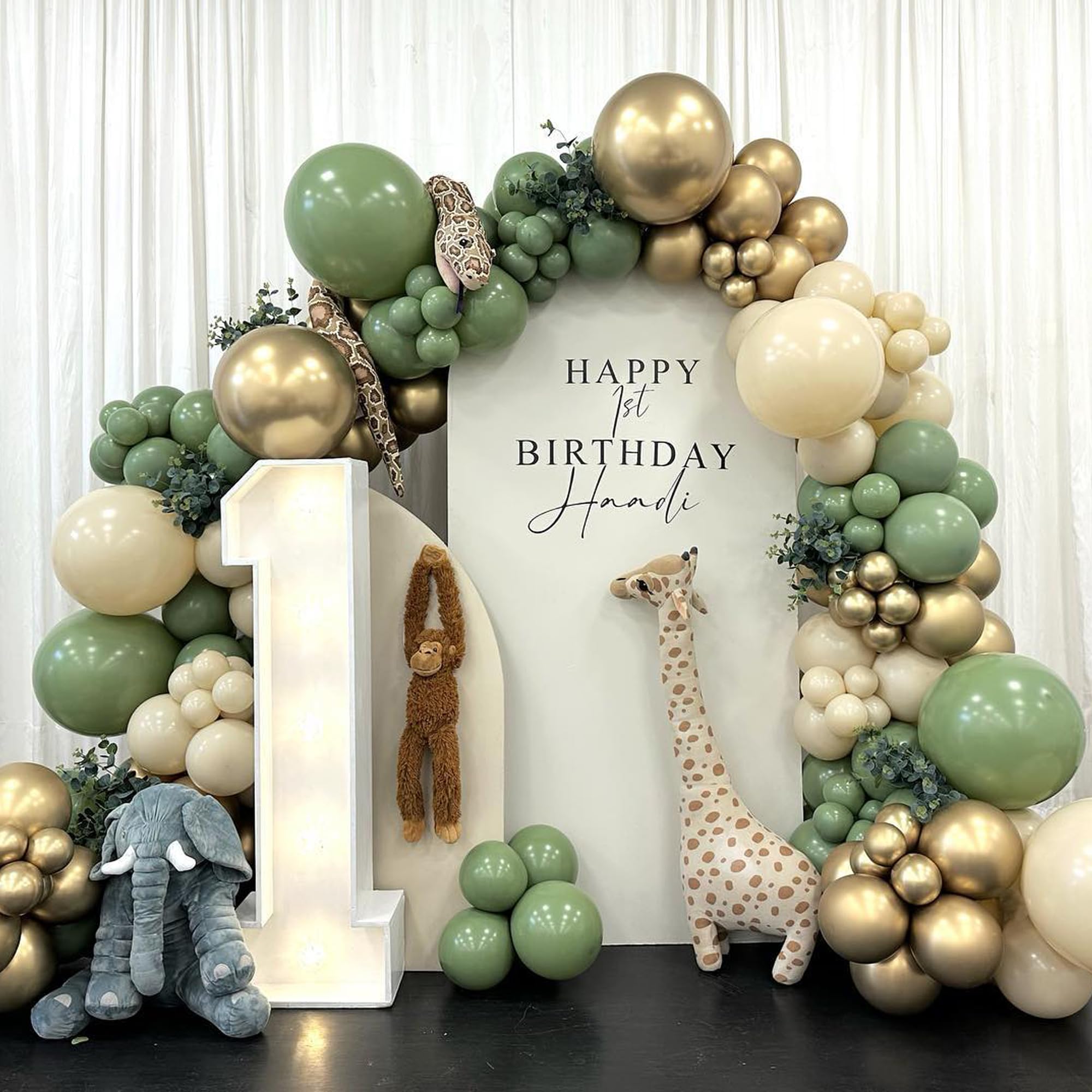 207Pcs Sage Green Balloons Garland Arch Kit, with Olive Green White Metallic Gold Balloons for Wedding Bridal &Baby Shower Bachelor Baptism Birthday Party Decorations Supplies